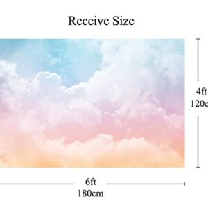 Rainbow Cloud Birthday Backdrop Blue Colorful Sky Wedding Party Decoration Girl Birthday Party Photography Background 6x4ft