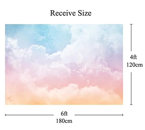 Rainbow Cloud Birthday Backdrop Blue Colorful Sky Wedding Party Decoration Girl Birthday Party Photography Background 6x4ft