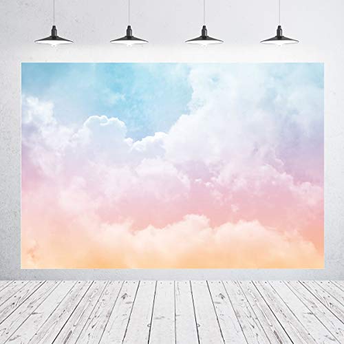 Rainbow Cloud Birthday Backdrop Blue Colorful Sky Wedding Party Decoration Girl Birthday Party Photography Background 6x4ft