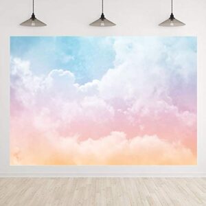 Rainbow Cloud Birthday Backdrop Blue Colorful Sky Wedding Party Decoration Girl Birthday Party Photography Background 6x4ft