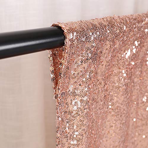 Blxsif Rose Gold Sequin Backdrop - 2 Panels 2.5x8FT Glitter Rose Gold Photo Backdrop Party Wedding Baby Shower Curtain Sparkle Photography Background