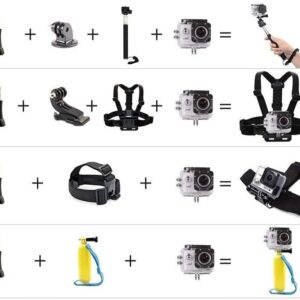 VVHOOY Action Camera Accessories Kit Chest Mount Suction Cup Selfie Stick Head Strap Floating Handle Compatible with Dragon Touch, GoPro HERO11 HERO9 HERO10 HERO8, AKASO EK7000 Brave 4 Brave 7 LE