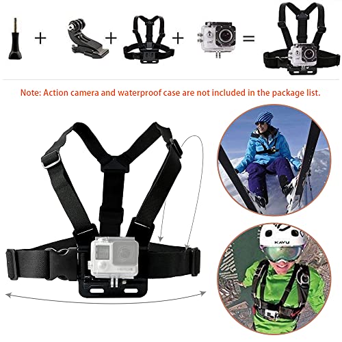 VVHOOY Action Camera Accessories Kit Chest Mount Suction Cup Selfie Stick Head Strap Floating Handle Compatible with Dragon Touch, GoPro HERO11 HERO9 HERO10 HERO8, AKASO EK7000 Brave 4 Brave 7 LE