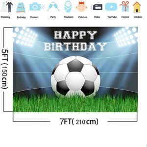 AIBIIN Soccer Birthday Party Backdrop Soccer Field Photo Background Soccer Party Decorations Backdrop for Men Football Field Green Grass Photography Background for Boys Kids Cake Table Vinyl 7x5ft