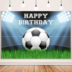 AIBIIN Soccer Birthday Party Backdrop Soccer Field Photo Background Soccer Party Decorations Backdrop for Men Football Field Green Grass Photography Background for Boys Kids Cake Table Vinyl 7x5ft