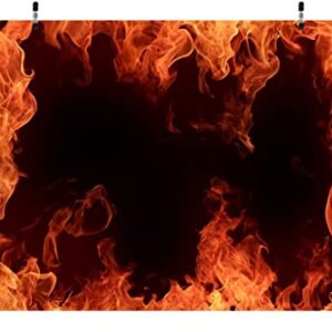 BELECO 7x5ft Fabric Fire Backdrop for Party Photoshoot Roaring Flame Backdrop Poster Black Background for Bonfire Party School Activities Birthday Party Decorations Baby Kids Adults Photo Props