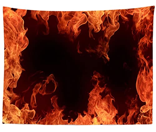 BELECO 7x5ft Fabric Fire Backdrop for Party Photoshoot Roaring Flame Backdrop Poster Black Background for Bonfire Party School Activities Birthday Party Decorations Baby Kids Adults Photo Props