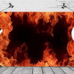 BELECO 7x5ft Fabric Fire Backdrop for Party Photoshoot Roaring Flame Backdrop Poster Black Background for Bonfire Party School Activities Birthday Party Decorations Baby Kids Adults Photo Props