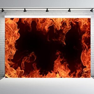 BELECO 7x5ft Fabric Fire Backdrop for Party Photoshoot Roaring Flame Backdrop Poster Black Background for Bonfire Party School Activities Birthday Party Decorations Baby Kids Adults Photo Props