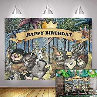 Fanghui 7x5FT Where The Wild Things are Theme Party Backdrop King of The Wild Things Boys Happy Birthday Party Banner Supplies Baby Shower Dress Up Party Photo Background Booth Props