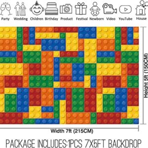 ZTHMOE 84x60inch Building Blocks Theme Backdrop Colored Toy Bricks Photography Background Kids Birthday Party Decorations Cake Table Banner Photo Booth Props