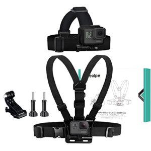 wealpe chest mount harness head strap mount compatible with gopro hero 11, 10, 9, 8, 7, max, fusion, hero (2018), 6, 5, 4, session, 3+, 3, 2, 1, dji osmo, xiaomi yi cameras