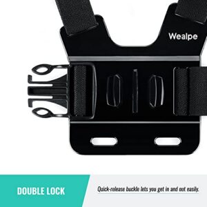 Wealpe Chest Mount Harness Head Strap Mount Compatible with GoPro Hero 11, 10, 9, 8, 7, Max, Fusion, Hero (2018), 6, 5, 4, Session, 3+, 3, 2, 1, DJI Osmo, Xiaomi Yi Cameras