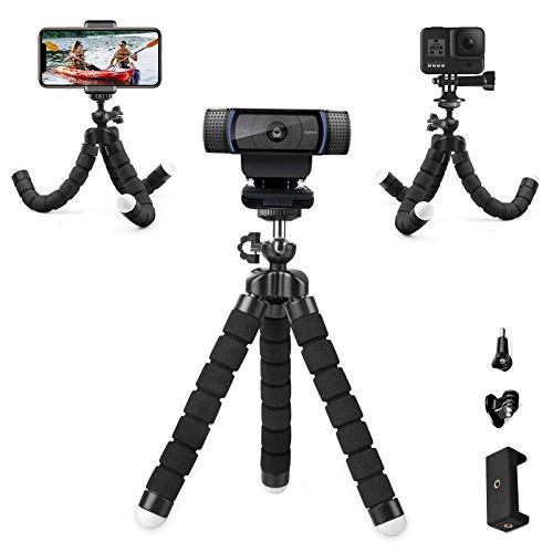 Flexible Webcam Stand and Cell Phone Tripod with Holder for Logitech and Nexigo Webcam, GoPro Camera and More.