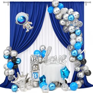 HOMEIDEAS 10ft x 10ft Backdrop Curtains for Parties 2 Panels Royal Blue Photo Background Curtains,Polyester Rod Pocket Drapes for Wedding Birthday Decorations