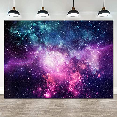 7x5ft Space Galaxy Birthday Backdrop, Universe Nebula Starry Sky Photography Background, Outer Space Galactics Photo Backdrop for Boy Girl Party Banner Baby Shower Decoration Photo Booth Prop, Vinyl