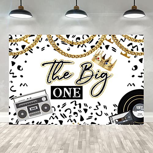 5×3ft Hip Hop Boys 1st Birthday Backdrop Our Notorious is The Big One Theme Party Banner Wall Decorations Old School Hip Hop Crown First Biggie Background Props