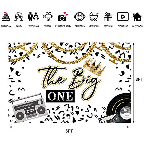 5×3ft Hip Hop Boys 1st Birthday Backdrop Our Notorious is The Big One Theme Party Banner Wall Decorations Old School Hip Hop Crown First Biggie Background Props