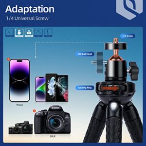 Fotopro Flexible Tripod Mini Tripod for Phone with Remote 360 Ball Head Tripod for Camera, DSLR Aaction Camera