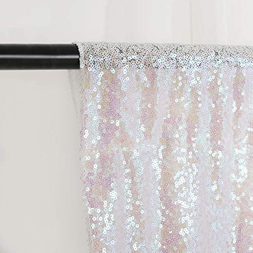 White Iridescent Sequin Backdrop 2 Panels 2FTx8FT Unicorn Backdrop Curtains Glitter Party Backdrop for Girls Birthday Decorations