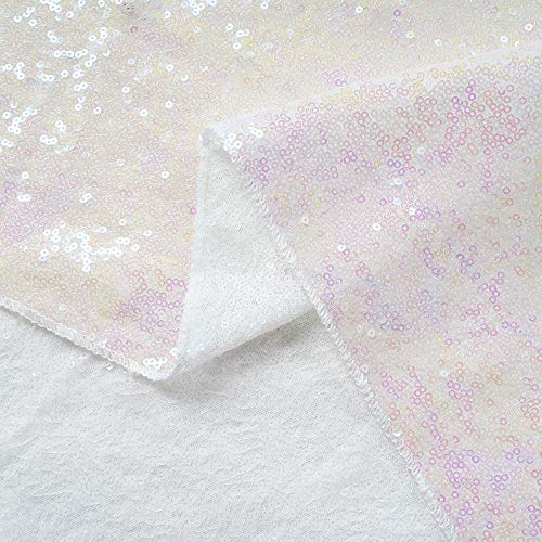 White Iridescent Sequin Backdrop 2 Panels 2FTx8FT Unicorn Backdrop Curtains Glitter Party Backdrop for Girls Birthday Decorations