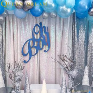 White Iridescent Sequin Backdrop 2 Panels 2FTx8FT Unicorn Backdrop Curtains Glitter Party Backdrop for Girls Birthday Decorations