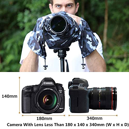 Camera Lens Rain Cover Raincoat Sleeve Gear Camo for Canon EOS R10 R7 R5 R6 R Rp Rebel T7 T8i T7i 90D 80D 4000D SL3 SX70 Nikon Z7II Z6II Z5 D780 D850 D750 D7500 D5600 D3500 Coolpix P950 P1000 P900