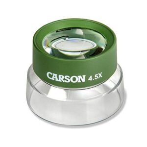 carson kids bugloupe 4.5x pre-focused stand magnifier loupe for viewing insects, plants, coins, stamps, maps, fine print and wildlife (hu-55), green, one size