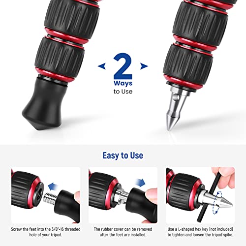 NEEWER Universal Rubber Feet Tripod Spike, 3 PCS Non-Slip Tripod Feet for Uneven Ground, 3/8”-16 Replacement Spike Compatible with Andoer Gitzo Benro Induro Kingjoy Weifeng Tripod Monopod