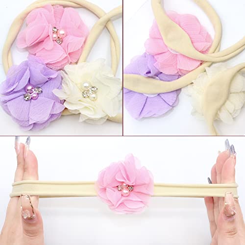 6 PCS Baby Props Photography Wrap Kits, SPOKKI 90X170cm Newborn Long Ripple Wraps with 3Pcs Flower Girl Headband Classic Outfits for Girl Princess Twins Birthday Party