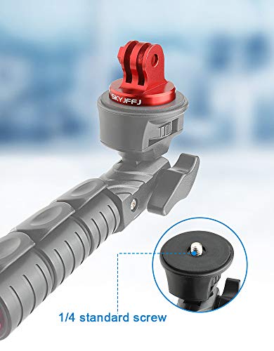 Aluminum-Tripod Adapter Attachment- Bolt -Adapter for Monopod Mount with Aluminum CNC Thumbscrew Compatible Action Camera gopro Hero 9 Tripod Mount DJI OSMO （RED）