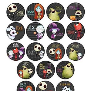 Silly Goose Gifts Nightmare Before the Holidays Baby Milestone Stickers for First Year Month to Month Photo Infant Onesie Growth Gift Scrapbook Photo Keepsake Monthly Christmas (Little Nightmares)