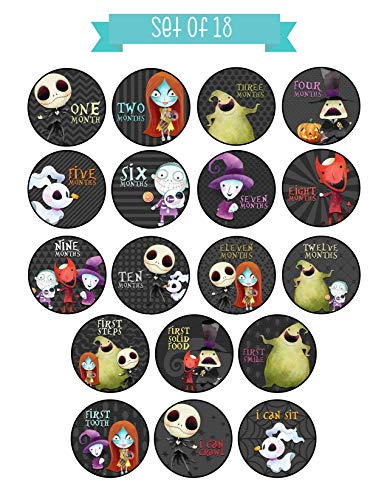 Silly Goose Gifts Nightmare Before the Holidays Baby Milestone Stickers for First Year Month to Month Photo Infant Onesie Growth Gift Scrapbook Photo Keepsake Monthly Christmas (Little Nightmares)