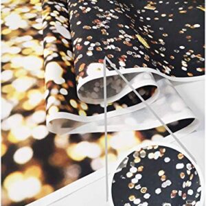 WOLADA 5x7FT Gold Backdrop Glitter Backdrop Gold Spots Bokeh Backdrop Black and Gold Backdrop Wedding Backdrop Gold Backdrop for Parties Vinyl Photography Backdrop 11412