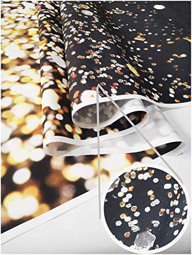 WOLADA 5x7FT Gold Backdrop Glitter Backdrop Gold Spots Bokeh Backdrop Black and Gold Backdrop Wedding Backdrop Gold Backdrop for Parties Vinyl Photography Backdrop 11412