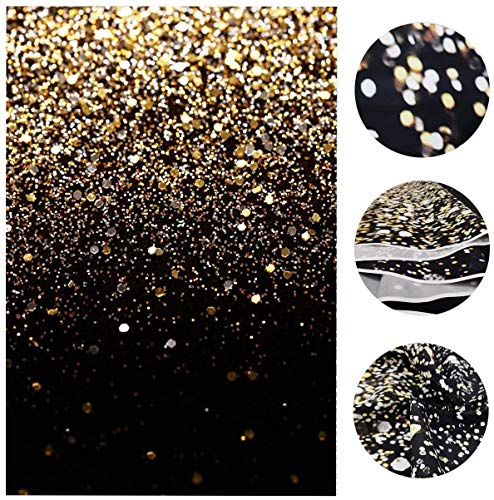 WOLADA 5x7FT Gold Backdrop Glitter Backdrop Gold Spots Bokeh Backdrop Black and Gold Backdrop Wedding Backdrop Gold Backdrop for Parties Vinyl Photography Backdrop 11412