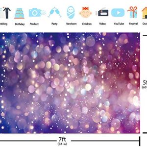 WR Purple Light Spots Backdrop Dreamy Glitter Dots Halos Photography Background Girl Birthday Party Baby Shower Decor Banner Video Photo Studio Props, 7x5FT(width 210cm x Height 150cm)