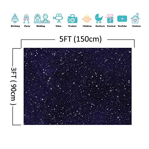 Night Sky Star Universe Space Theme Starry Photo Background Galaxy Stars Children Boy or Girl Birthday Party Photography Backdrops Newborn Baby Shower Banner 5x3ft Vinyl