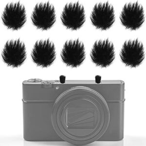 nezyo 10 pcs camera mic windscreen wind muff built in microphone camera mic muff compatible with dslrs mic outdoor windshield and 20 pcs camera wind muff sticker, black, 0.24 x 0.24 inch