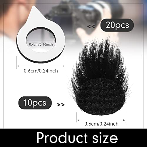 Nezyo 10 Pcs Camera Mic Windscreen Wind Muff Built in Microphone Camera Mic Muff Compatible with DSLRs Mic Outdoor Windshield and 20 Pcs Camera Wind Muff Sticker, Black, 0.24 x 0.24 Inch