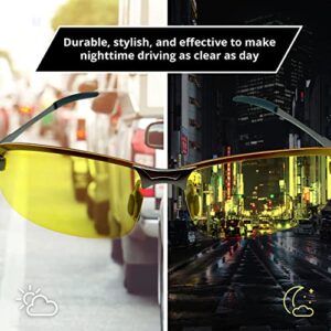 KiKS Products Night Driving Glasses for Men, Polarized Night Vision Glasses For Men, Risk-Reducing Anti-Glare Glasses With UV400 Polarized Lens Sport Frame with Microfiber Storage Bag