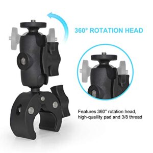 MEKNIC Super Camera Mount Clamp Double Ball Head Adapter with 1/4"-20 Thread for Canon Nikon DSLR Camera Gopro Mount Akaso LED Lights Ronin-M Ronin MX Freefly MOVI etc