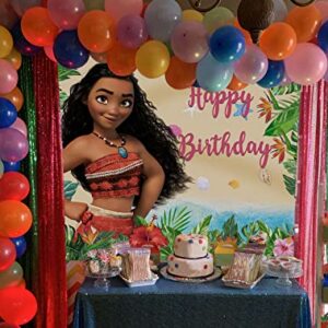 Cartoon Moana Birthday Backdrop Maui Summer Beach Princess Girls Birthday Photo Background Baby Shower Party Supplies Cake Table Decoration (7x5ft)