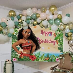 Cartoon Moana Birthday Backdrop Maui Summer Beach Princess Girls Birthday Photo Background Baby Shower Party Supplies Cake Table Decoration (7x5ft)