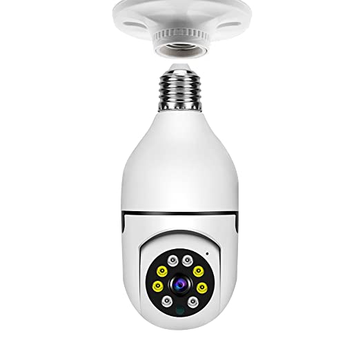 Light Bulb Security Camera Wireless Indoor Camera Pan/Tilt Smart WIFI Dome Camera AI Human Tracking/Color Night Vision/Motion Detect Home Balcony Garden Baby Garage Surveillance Security Internet Cam