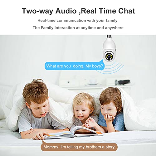 Light Bulb Security Camera Wireless Indoor Camera Pan/Tilt Smart WIFI Dome Camera AI Human Tracking/Color Night Vision/Motion Detect Home Balcony Garden Baby Garage Surveillance Security Internet Cam