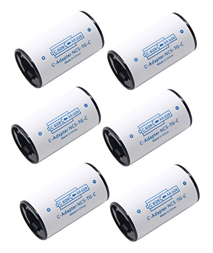 LAMPVPATH (Pack of 6) C Battery Adapter, AA to C Battery Adapter Converter Spacer, C Size Battery Adapter