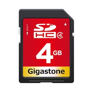 gigastone 4gb sd card sdhc class 4 memory card for photo video music voice file dslr camera dsc camcorder recorder playback pc mac pos, with 1 mini case