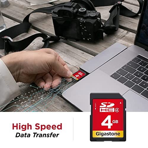 Gigastone 4GB SD Card SDHC Class 4 Memory Card for Photo Video Music Voice File DSLR Camera DSC Camcorder Recorder Playback PC Mac POS, with 1 Mini case