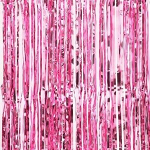 TIK Tok Birthday Decorations TIK TOK Party Photo Backdrop, TIK Tok Party Decorations Fuchsia Black Teal Foil Curtains for TIK Tok Party